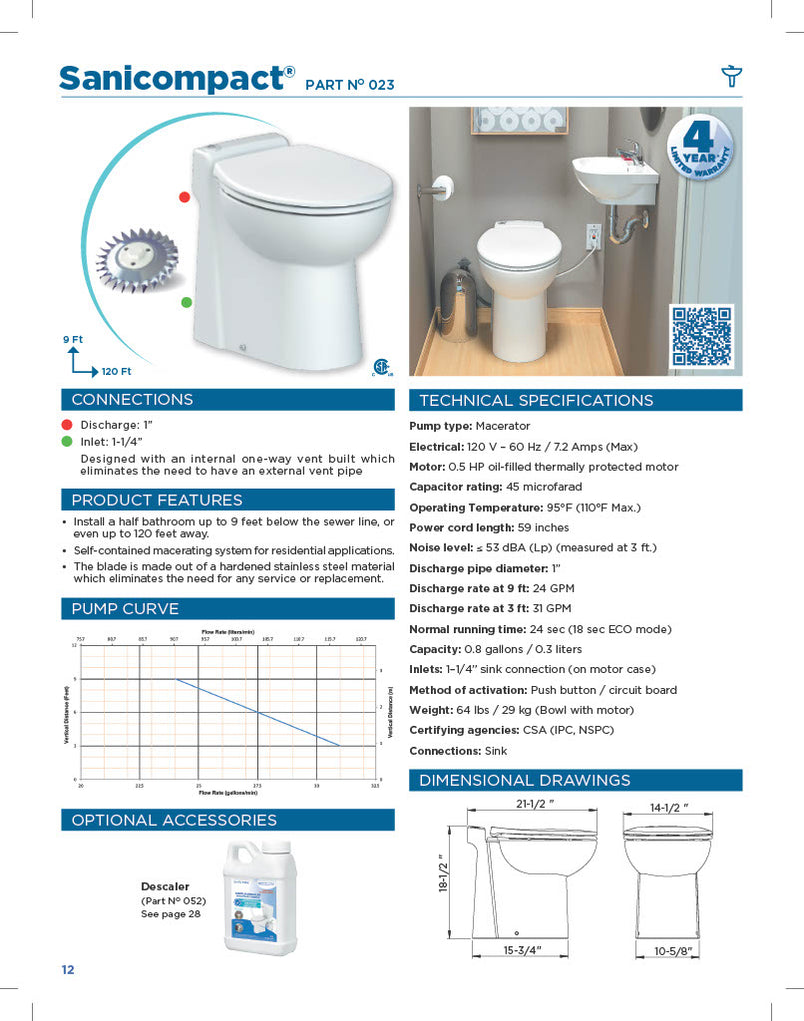 Saniflo 023 Sanicompact Self-contained Macerating Toilet