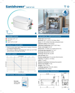 Saniflo 010 Sanishower Light Duty Drain Pump